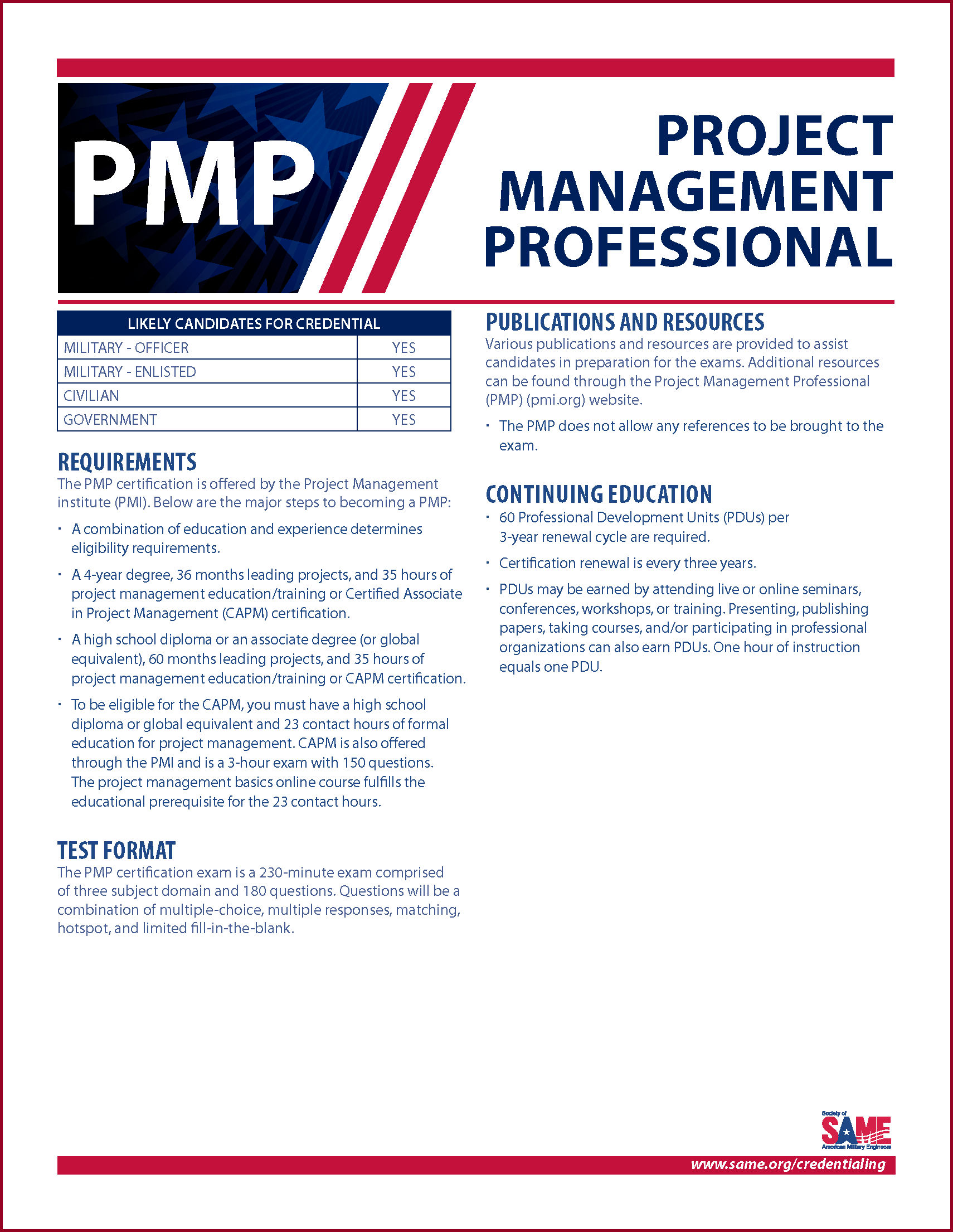 Credentialing Opportunities - SAME