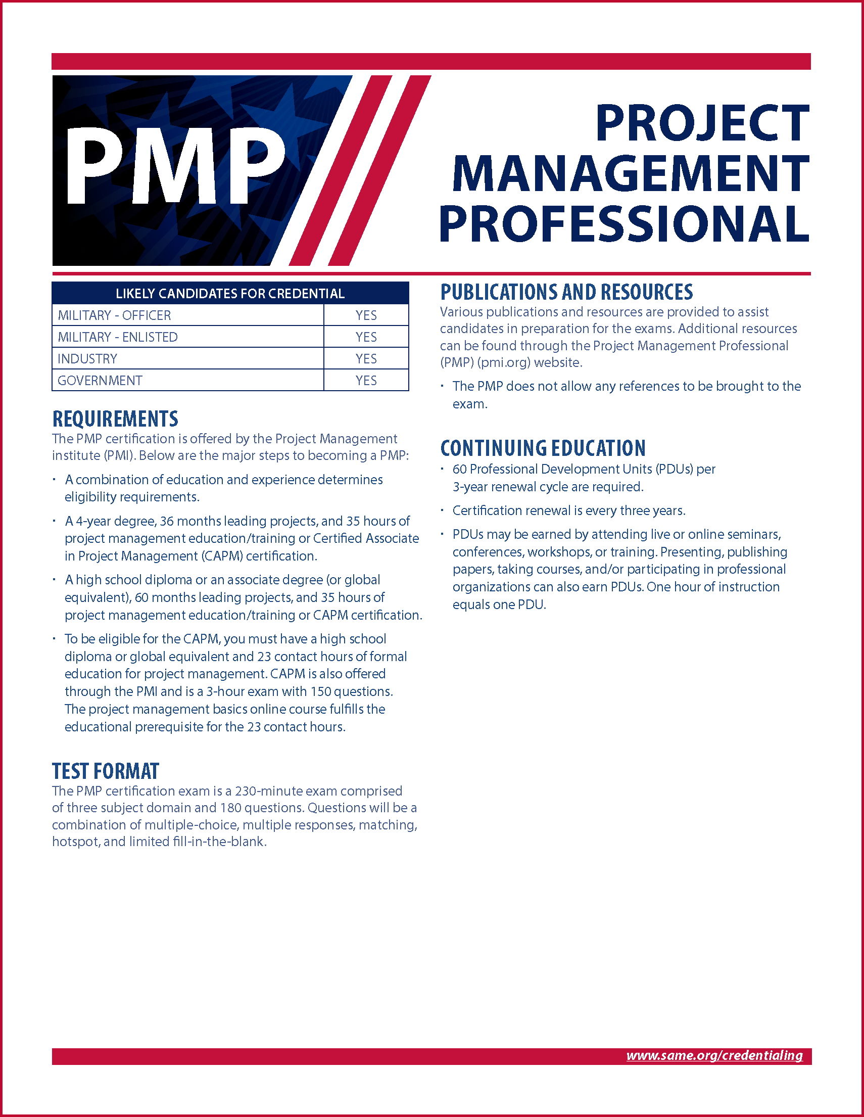 Credentialing Opportunities - SAME