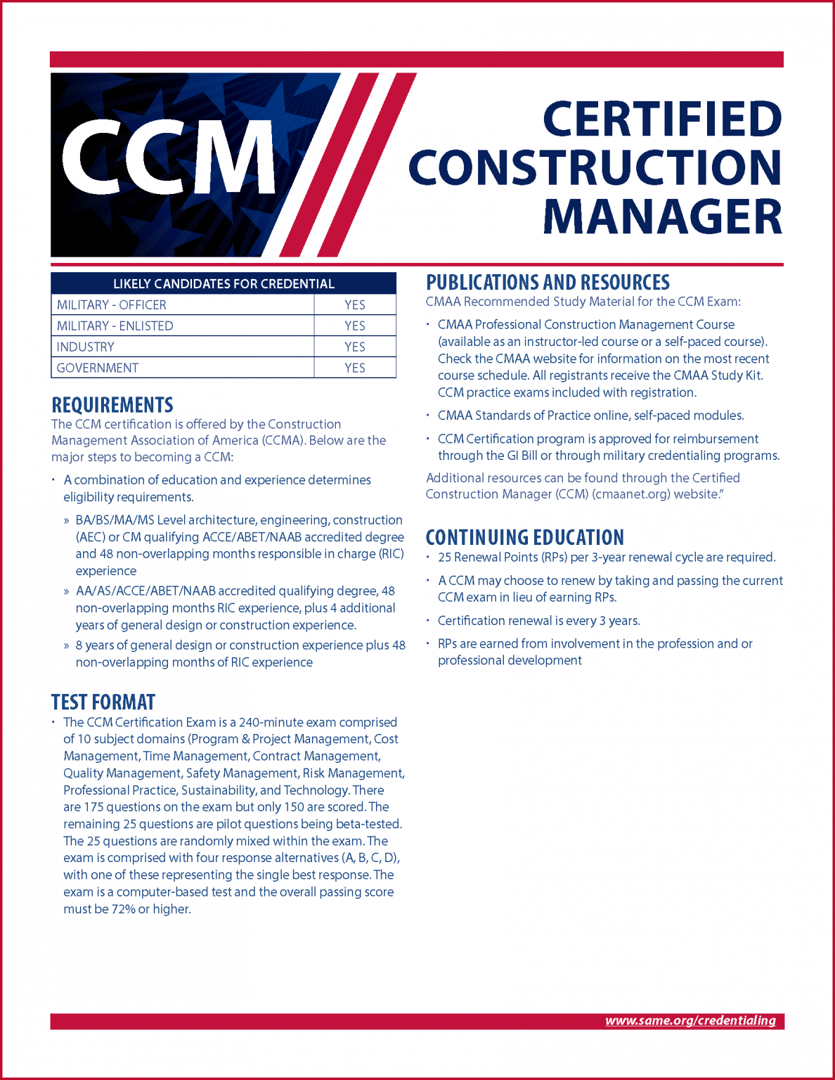 Credentialing Opportunities - SAME