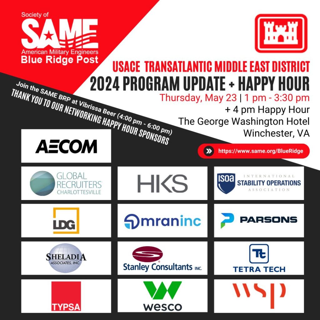SAME Blue Ridge Post - May 23 - USACE TAM Program Update + Happy Hour ...