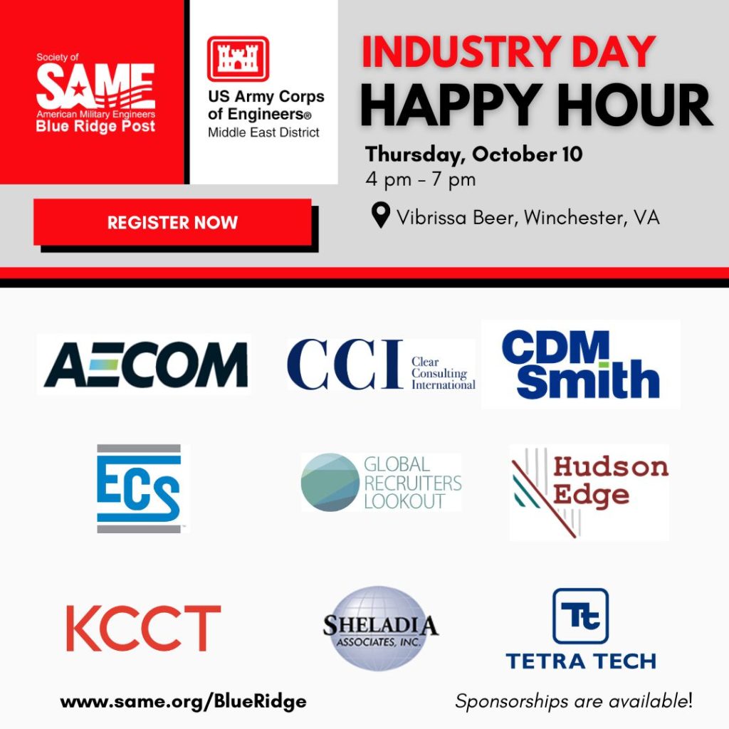 SAME Blue Ridge Post - Oct. 10 - USACE TAM Industry Day Happy Hour ...