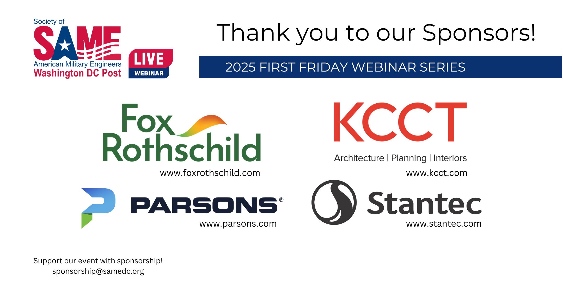 First Friday Webinar Series - SAME