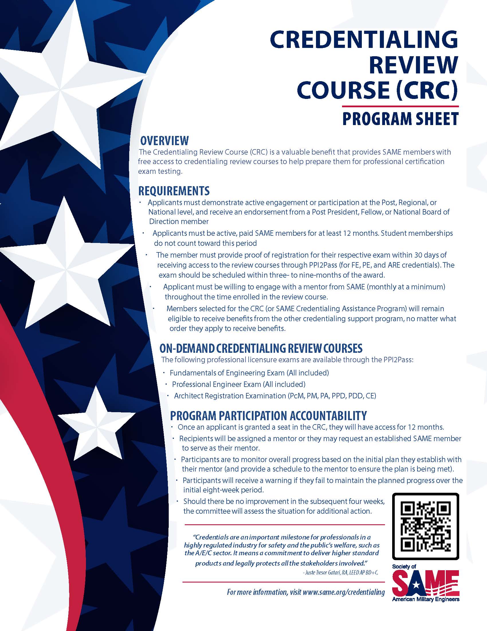 Credentialing Opportunities - SAME